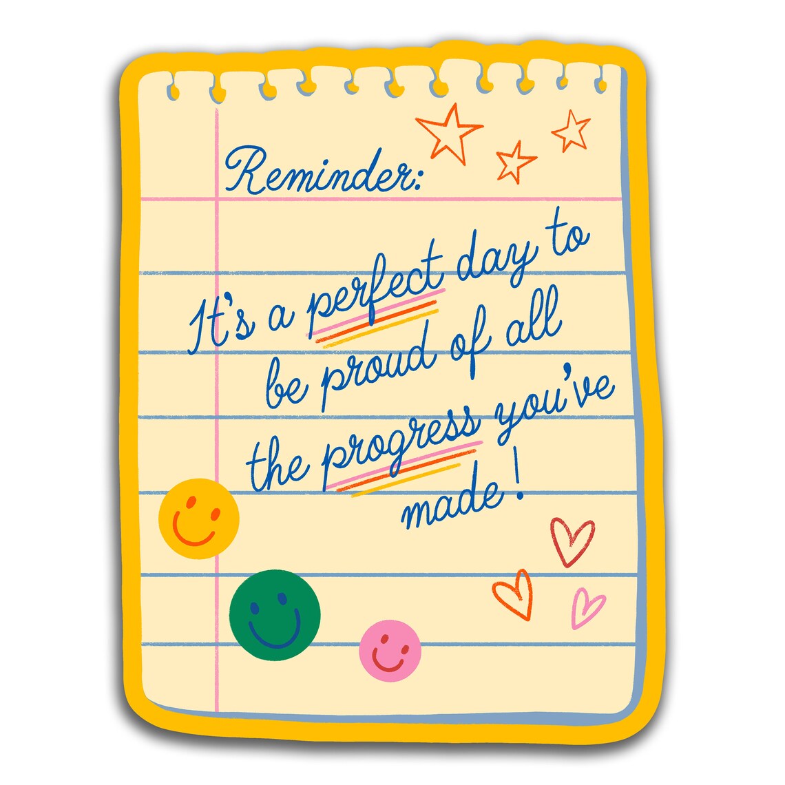 Motivational Progress Sticker, Be Proud of Your Progress, Cute Reminder ...