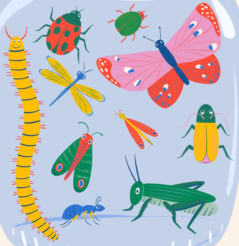 Bug Jar Insect Art Print for Kids – Colorful Playroom Wall Art, Nature ...