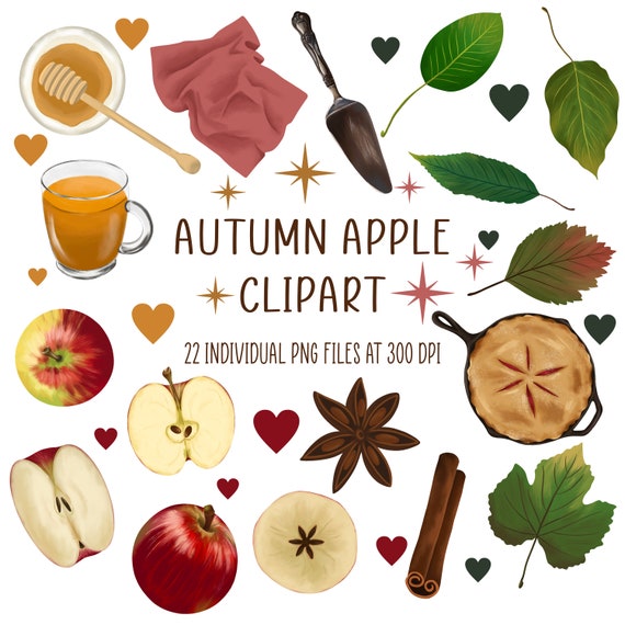 Autumn Apples Clip Art Set Fall Clip Art Images Fall - Etsy