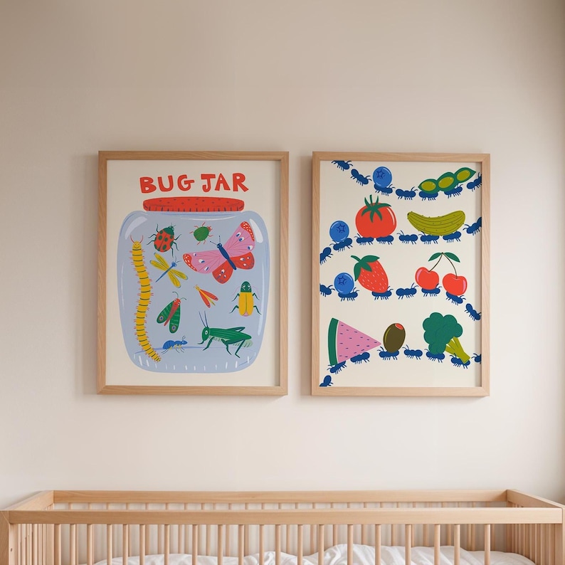 Ants and Fruit Kids Wall Art Print – Whimsical Bug and Fruit Nursery ...