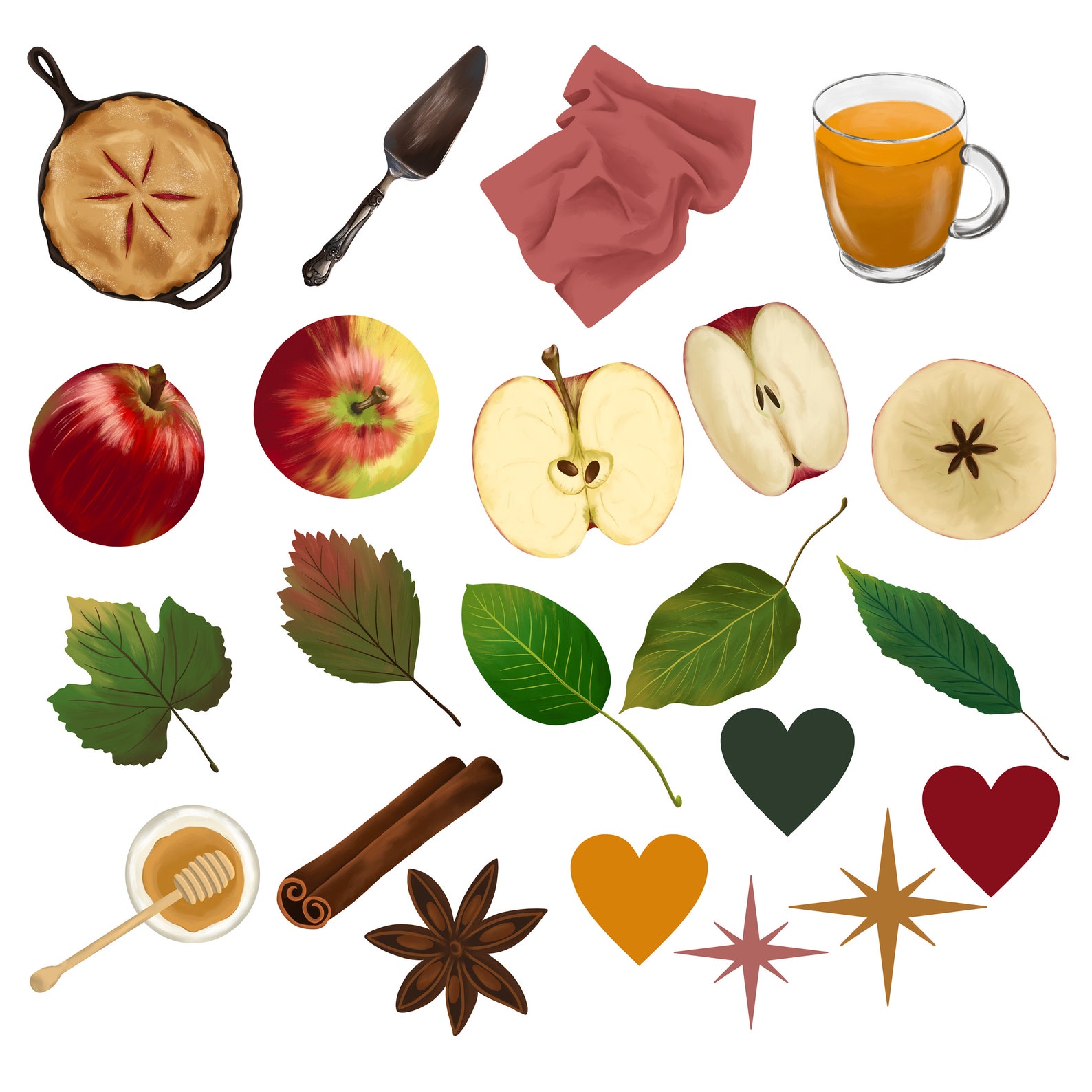 Autumn Apples Clip Art Set Fall Clip Art Images Fall - Etsy