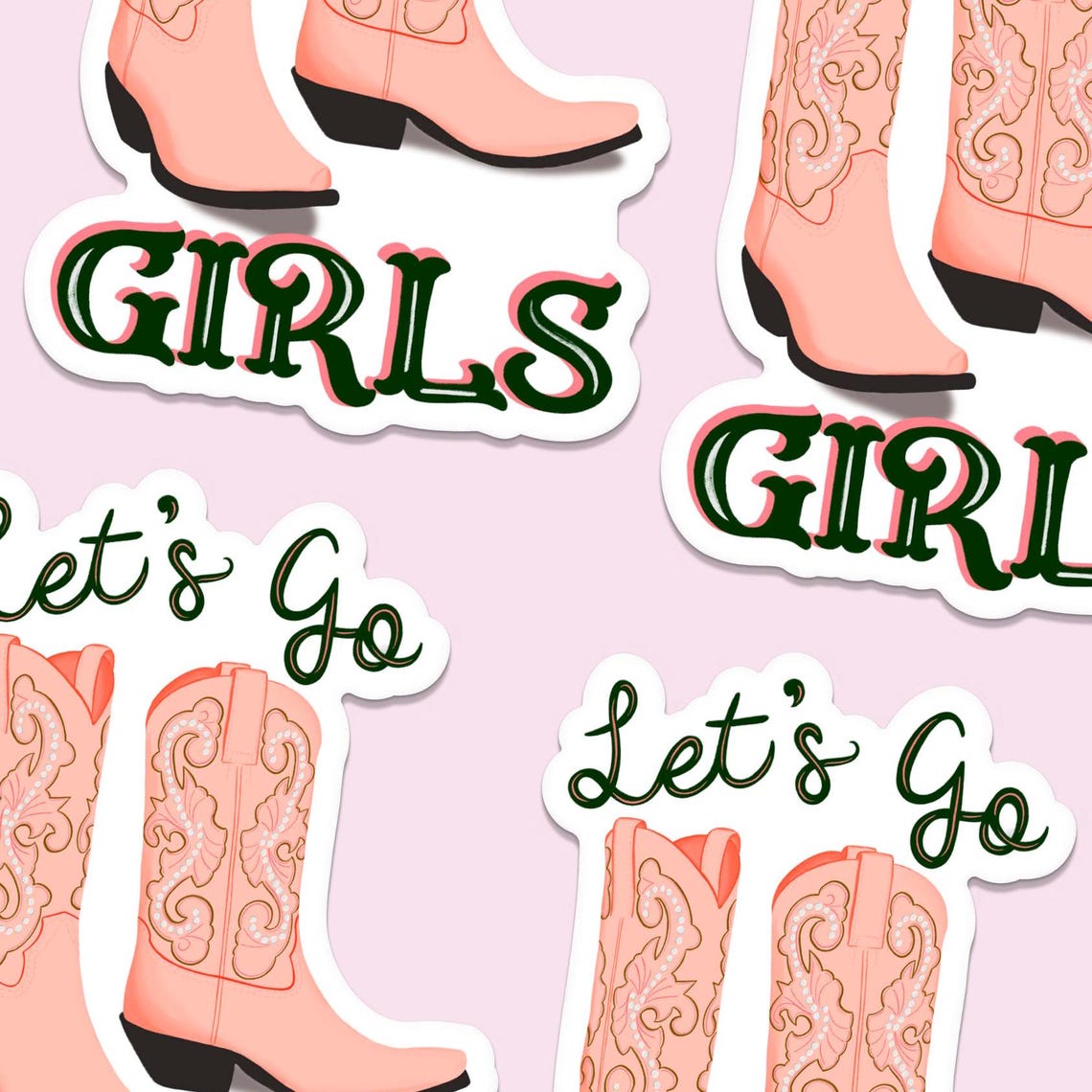 Let’s Go Girls Sticker, Cowgirl Sticker, Western Sticker, Hot Pink ...
