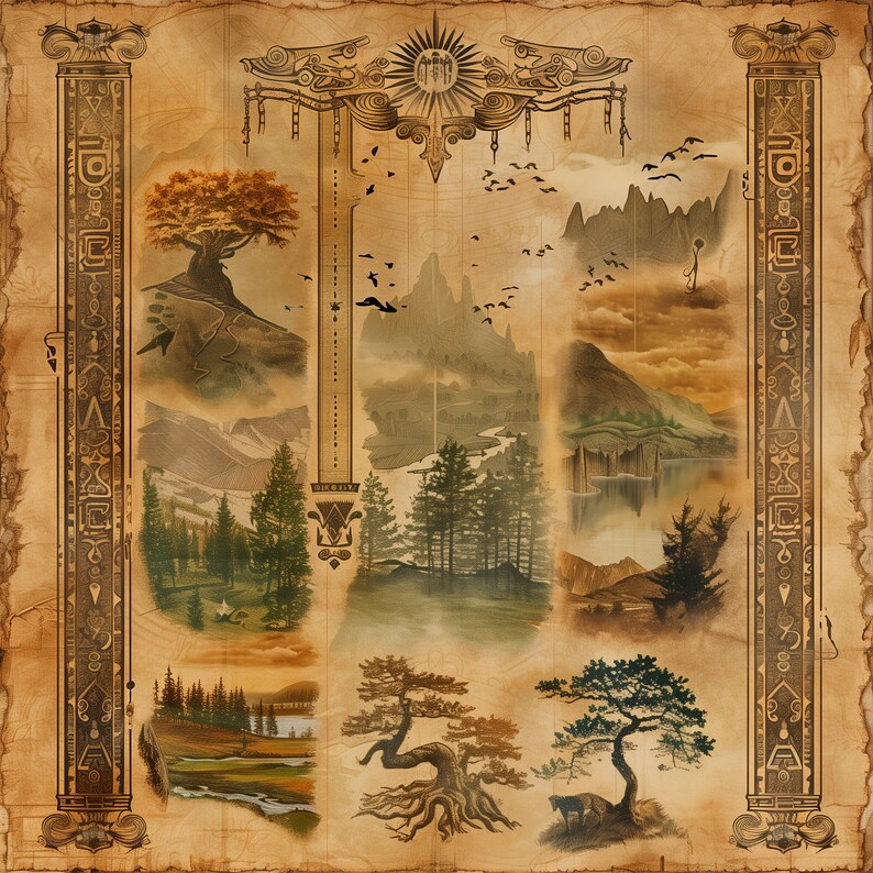 Digital Print Skyrim Art Bundle Tamriel Landscape and Ancient Map ...