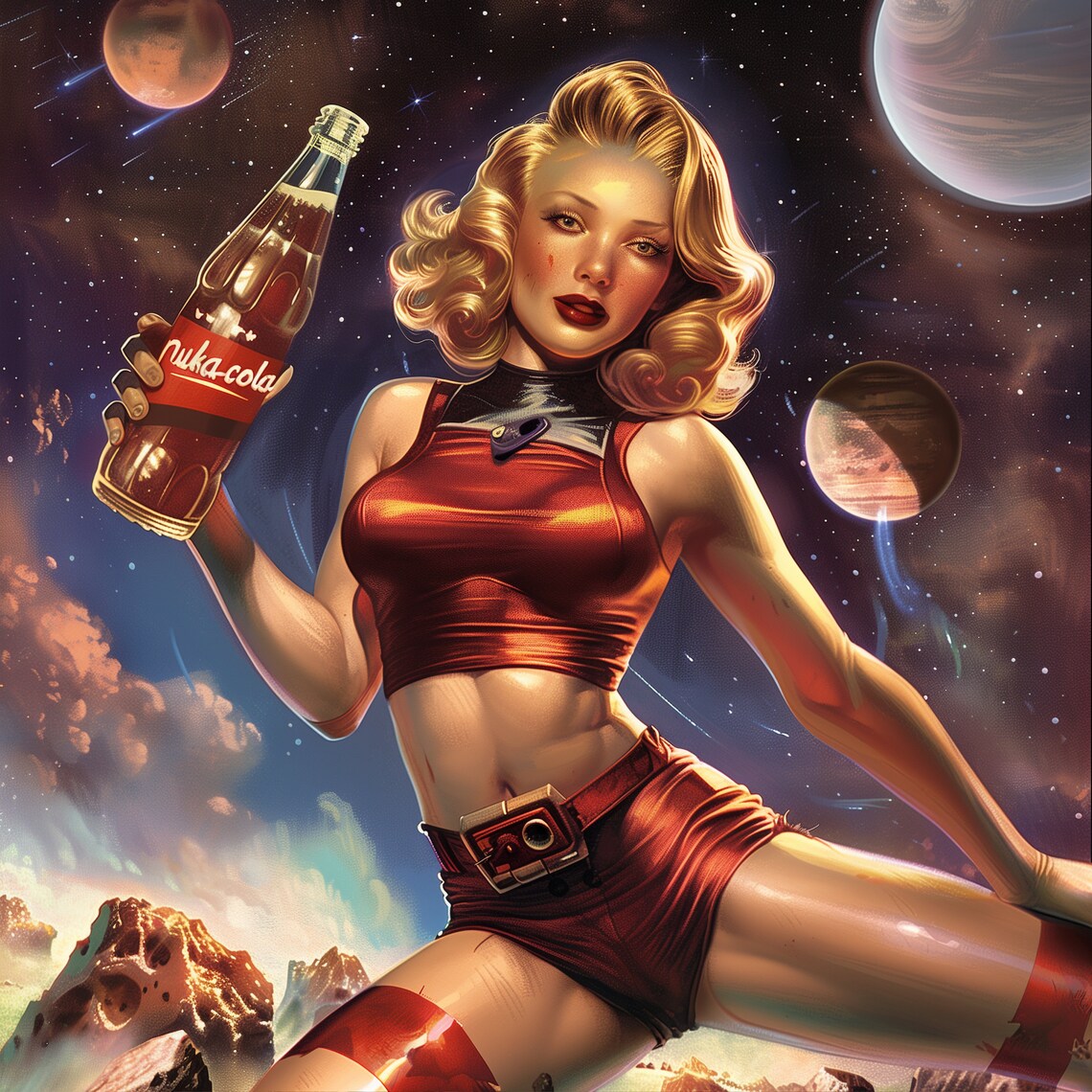 Nuka Cola Fallout Pinup Girl In Digital Printable Poster Video Game