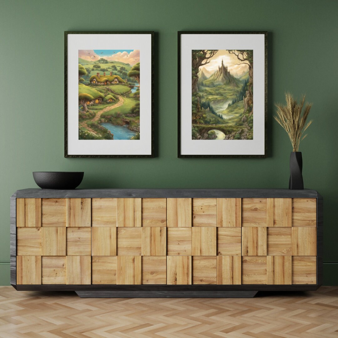 Digital LOTR Poster Print Middle-earth & Hobbiton Shire Landscape ...
