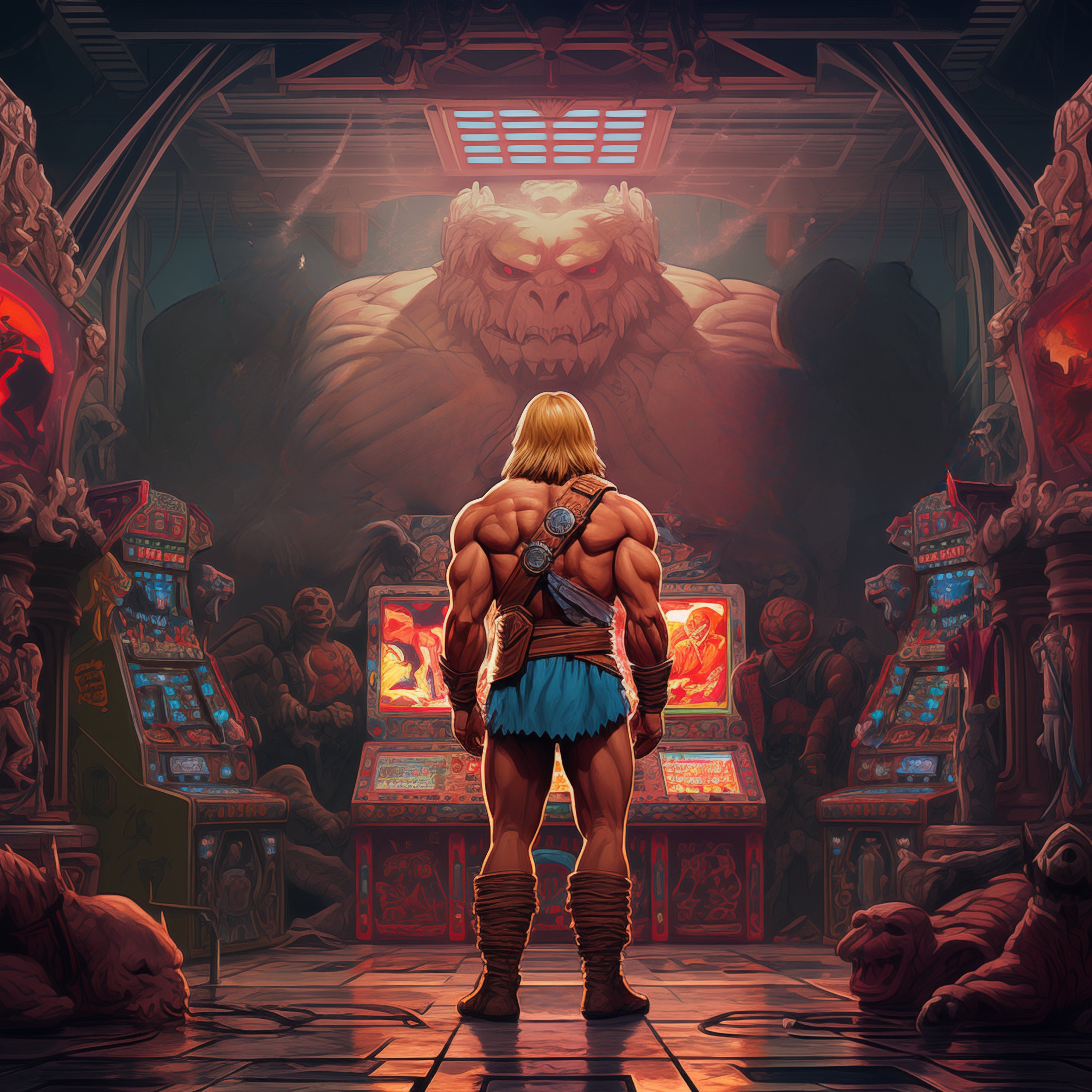 Digital He-man in Arcade Room in Poster Print Masters of the Universe ...
