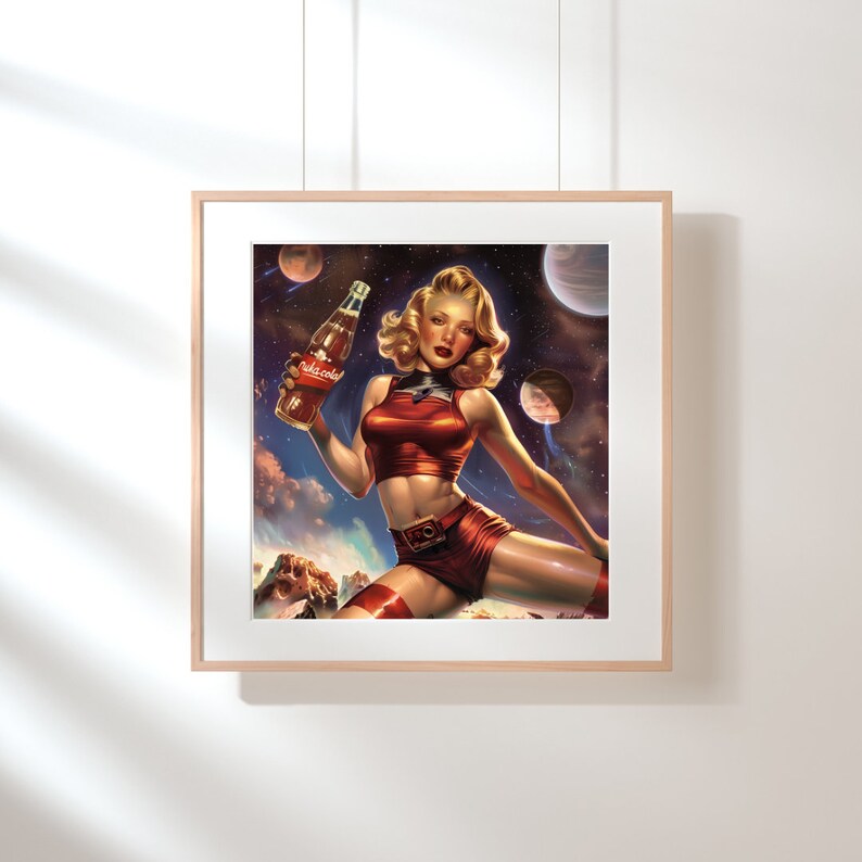 Nuka Cola Fallout Pinup Girl In Digital Printable Poster Video Game Instant Download Wall Art