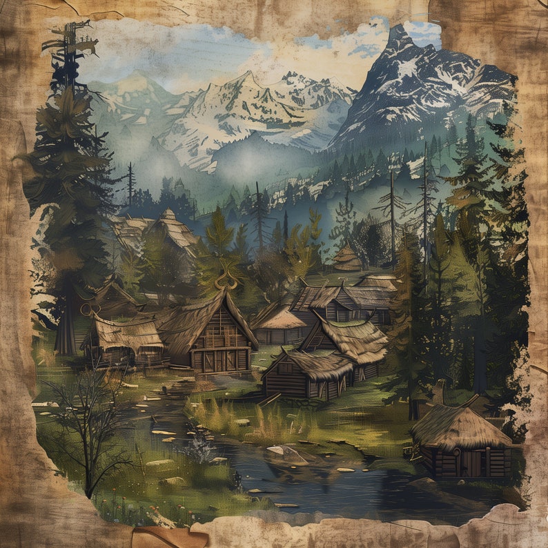 Digital Print Skyrim Art Bundle Tamriel Landscape and Ancient Map ...