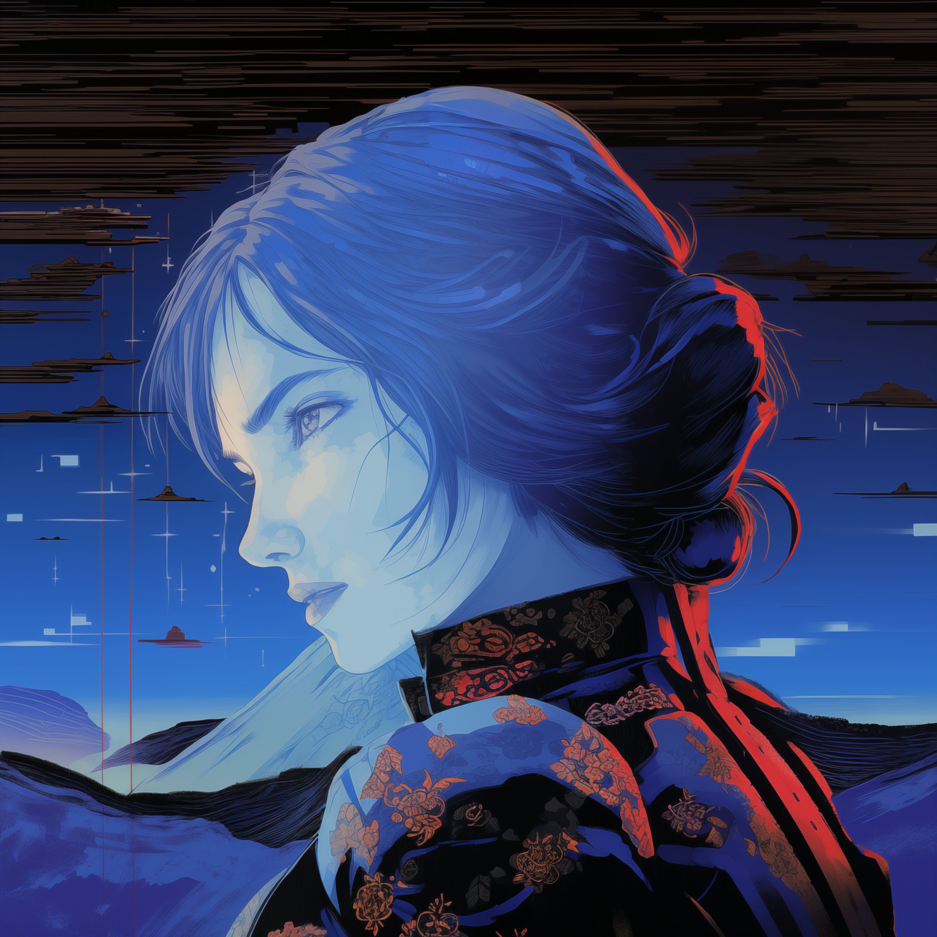 Digital Master Chief and Cortana Poster Print Japanese Ukiyo-e Style ...