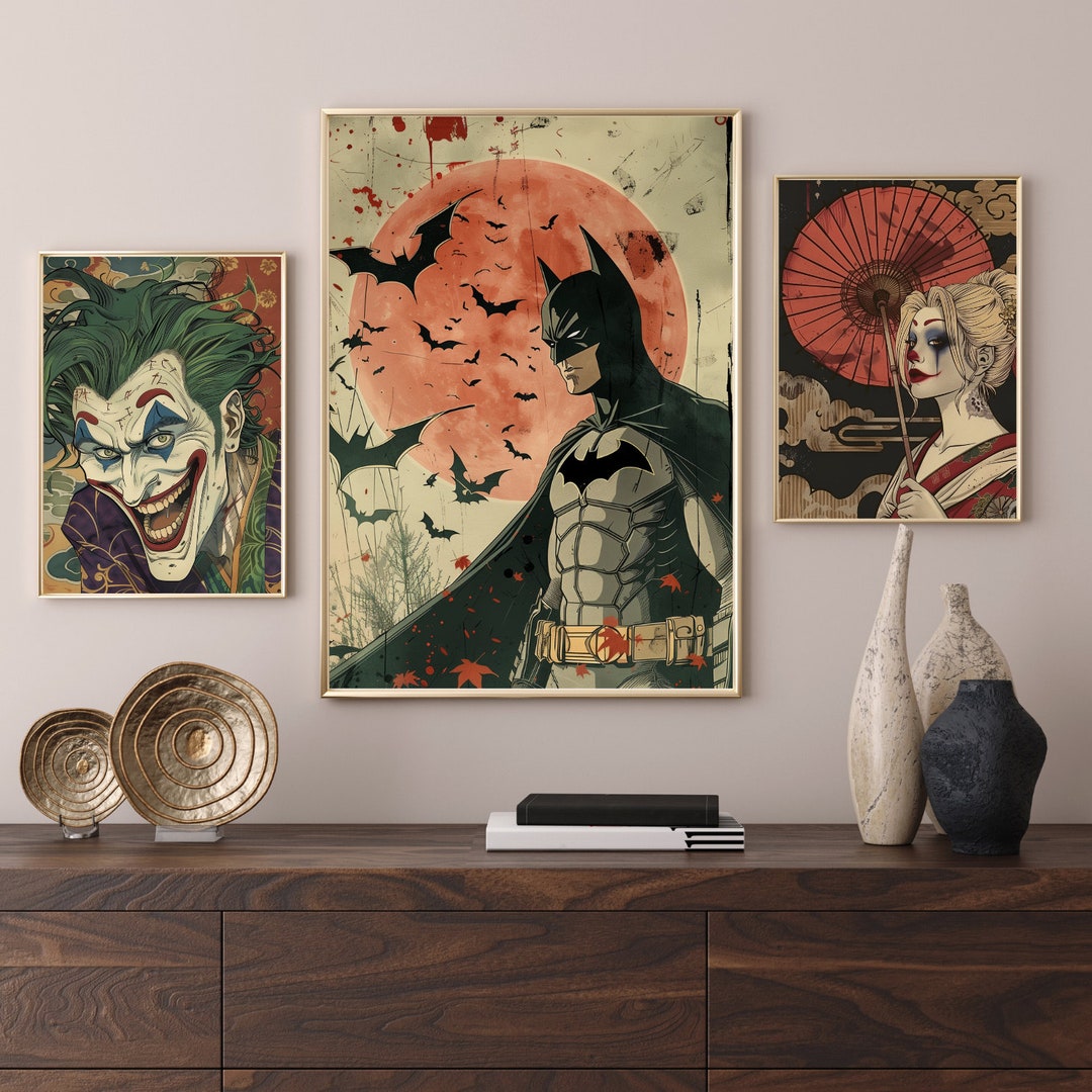 Digital Batman, Joker and Harley Quinn Inspired Printable Poster Bundle ...