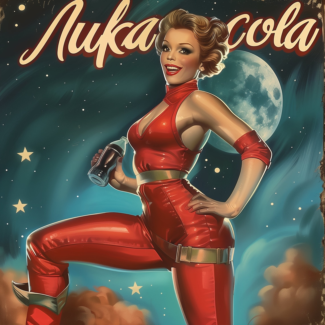 Nuka-cola Fallout Pinup Girl in Digital Printable Poster Video Game Instant Download Wall Art ...