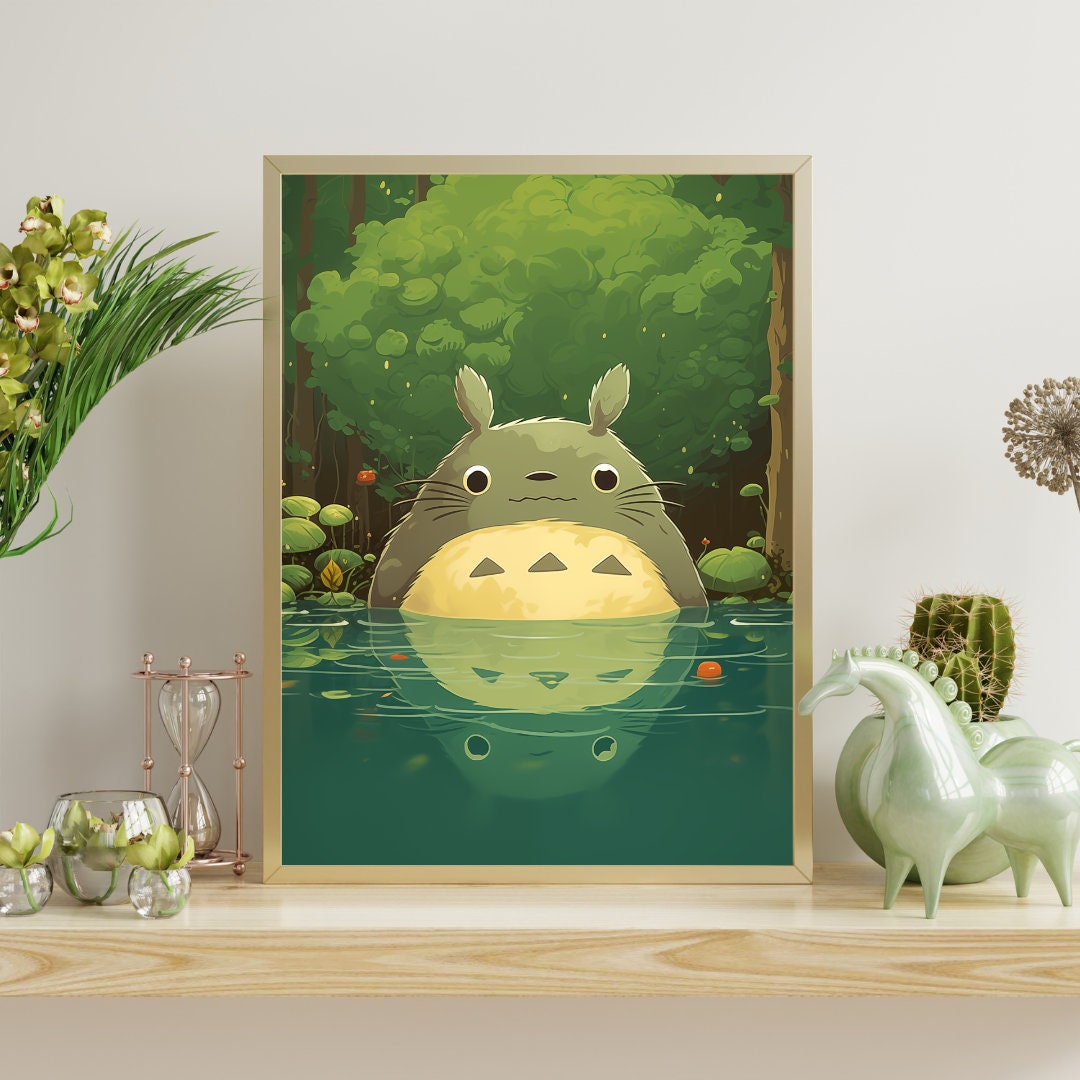 Digital Totoro Poster Print Swimming Totoro From the Ghibli Classic ...