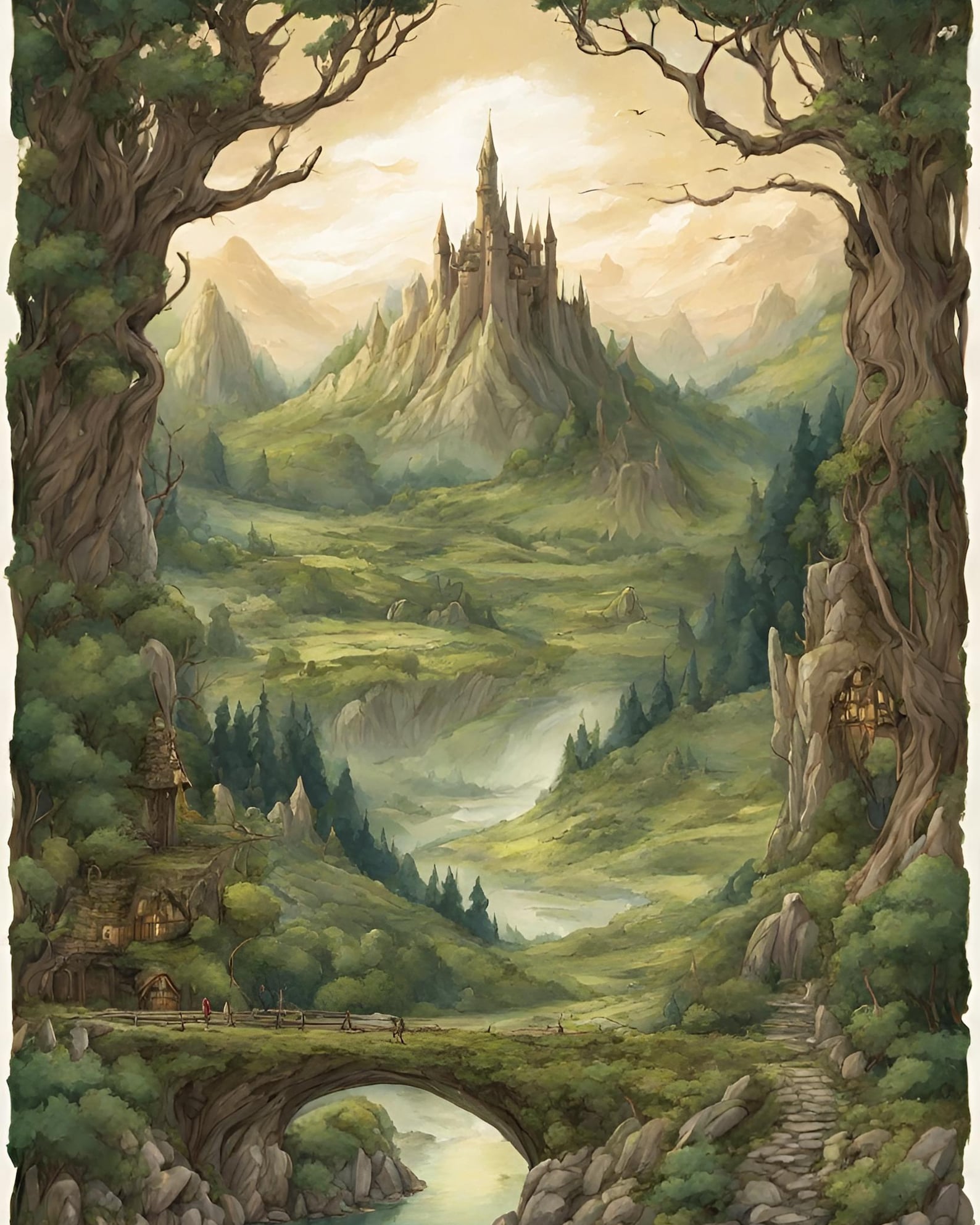 Digital LOTR Poster Print Middle-earth & Hobbiton Shire Landscape ...