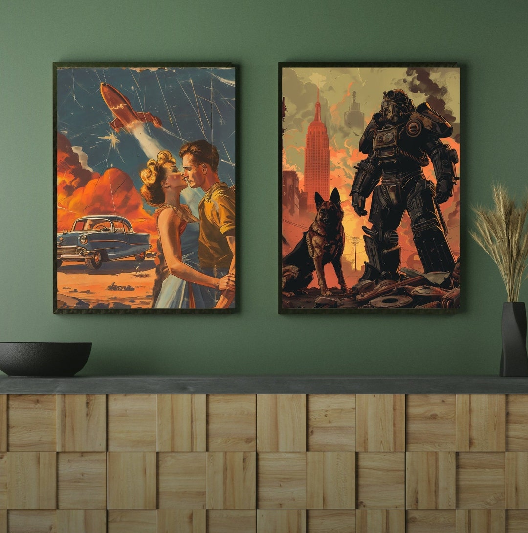 Fallout Power Armor & German Shepherd Companion and Retro 50's Nuke ...