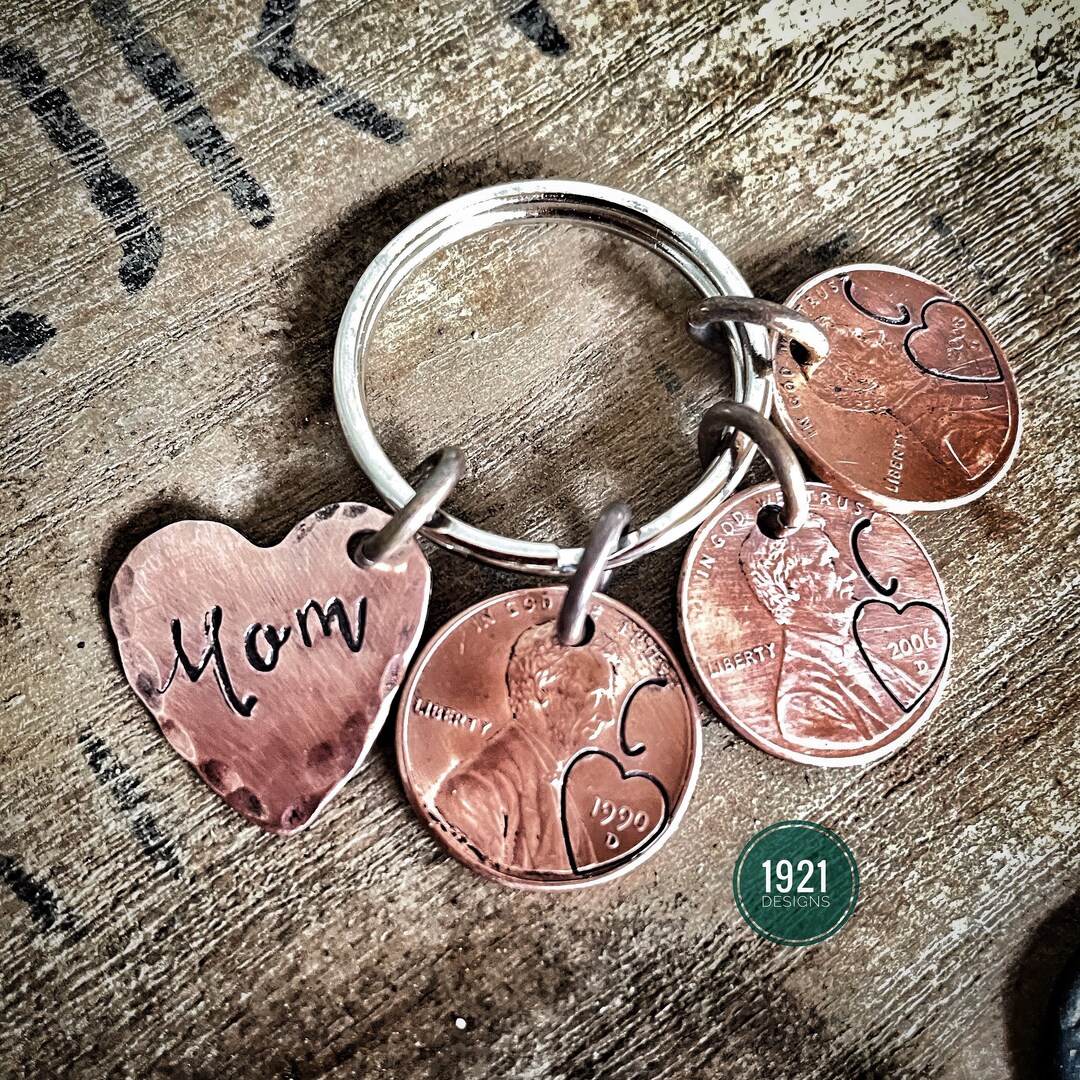 Penny Keychain- Hand Stamped - Etsy