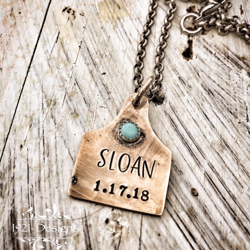 Cow Tag Necklace - Etsy