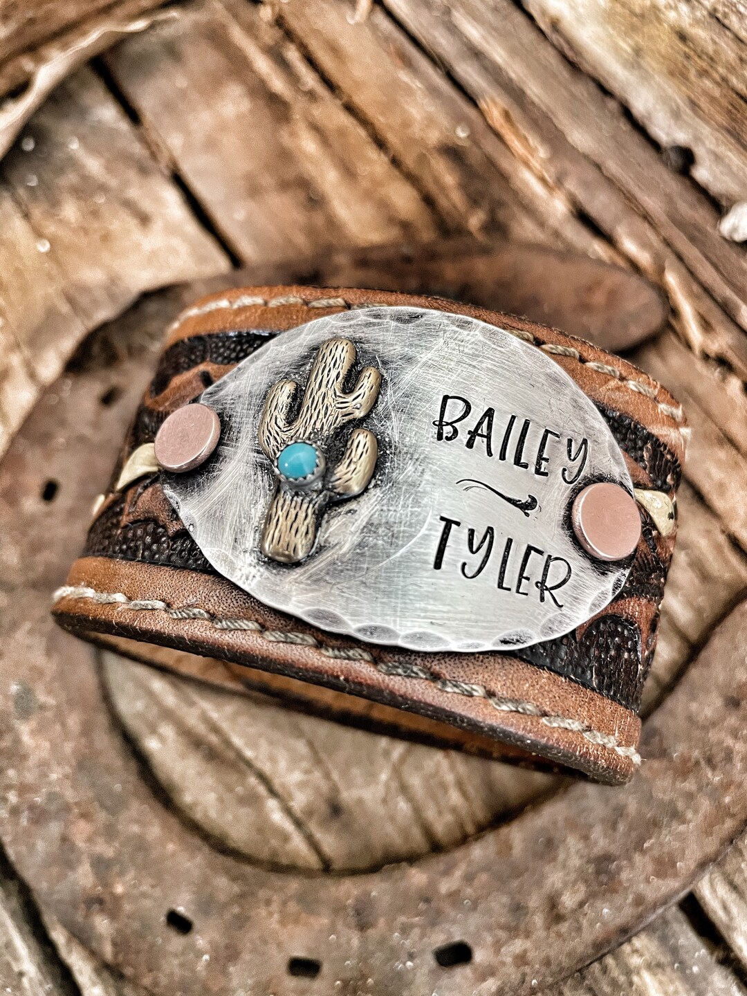 Personalized Belt Cuff With Solder Cactus Hand Made - Etsy