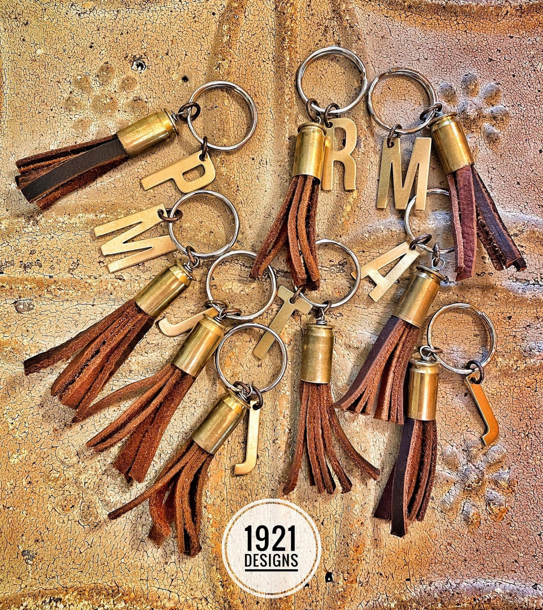 Letter and Shell Casing Key Chain - Etsy
