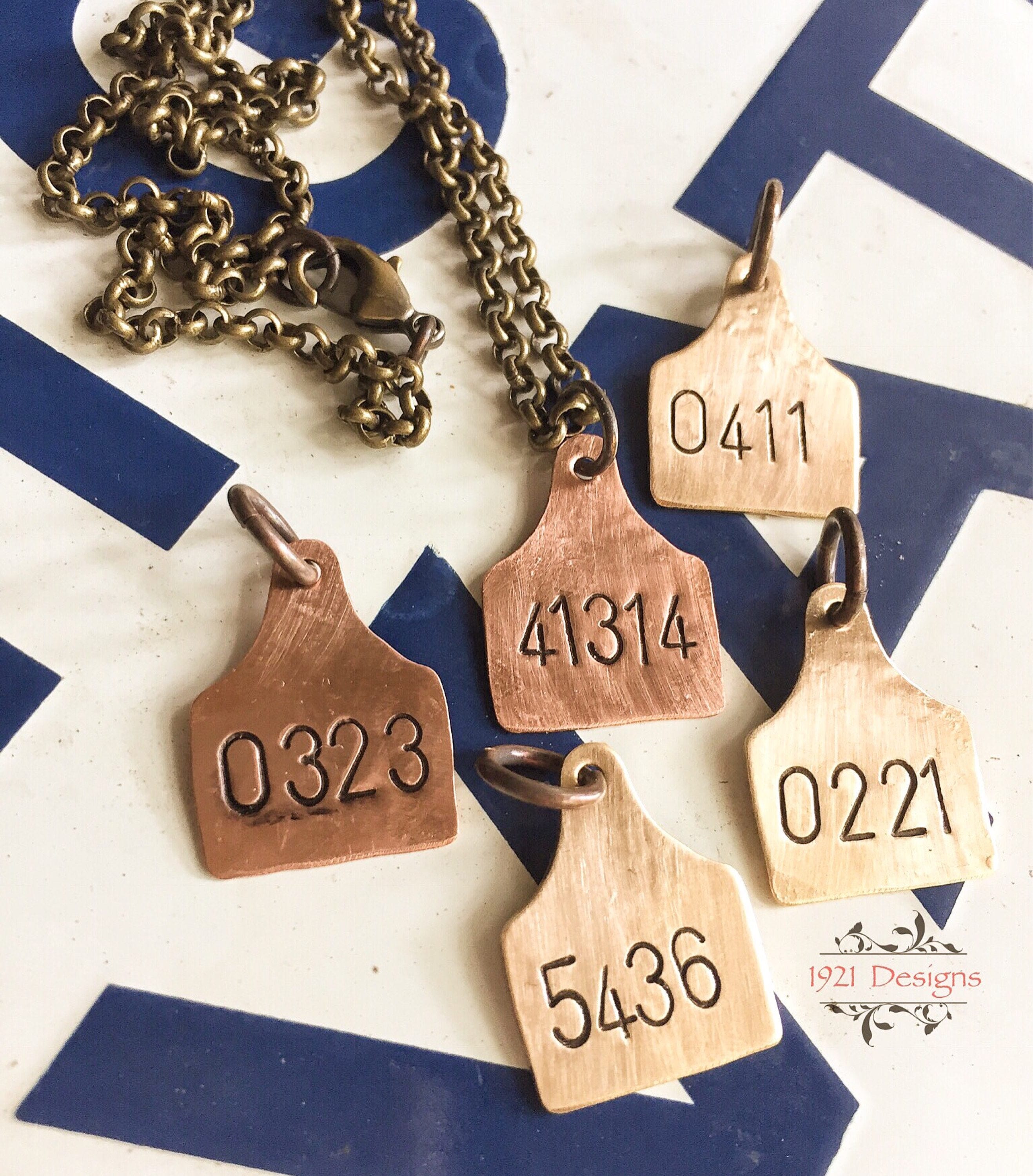 Hand stamped cow tag copper or bronze | Etsy