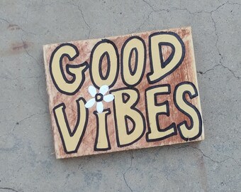Good Vibes Wood Sign Wood Signs for Your Dorm with Yin - Etsy