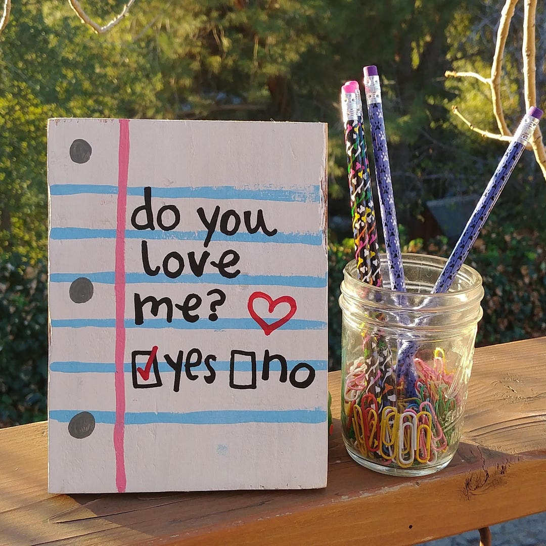 Love Note Valentine's Day Gift, Check Yes or No Sign, Wood Love Note ...