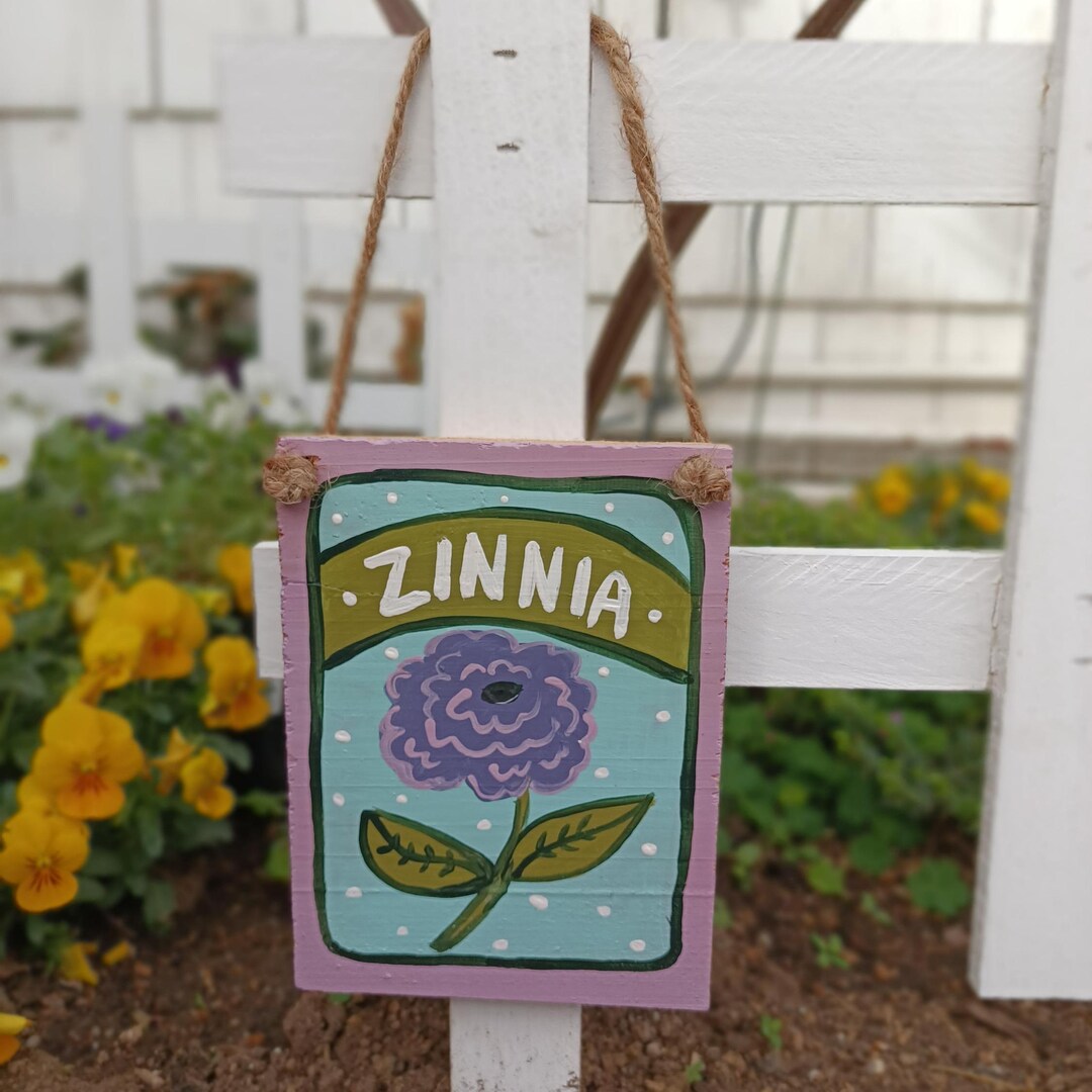 Spring Seed Packet Wood Sign Zinnia Flower Garden Wooden Sign Spring ...