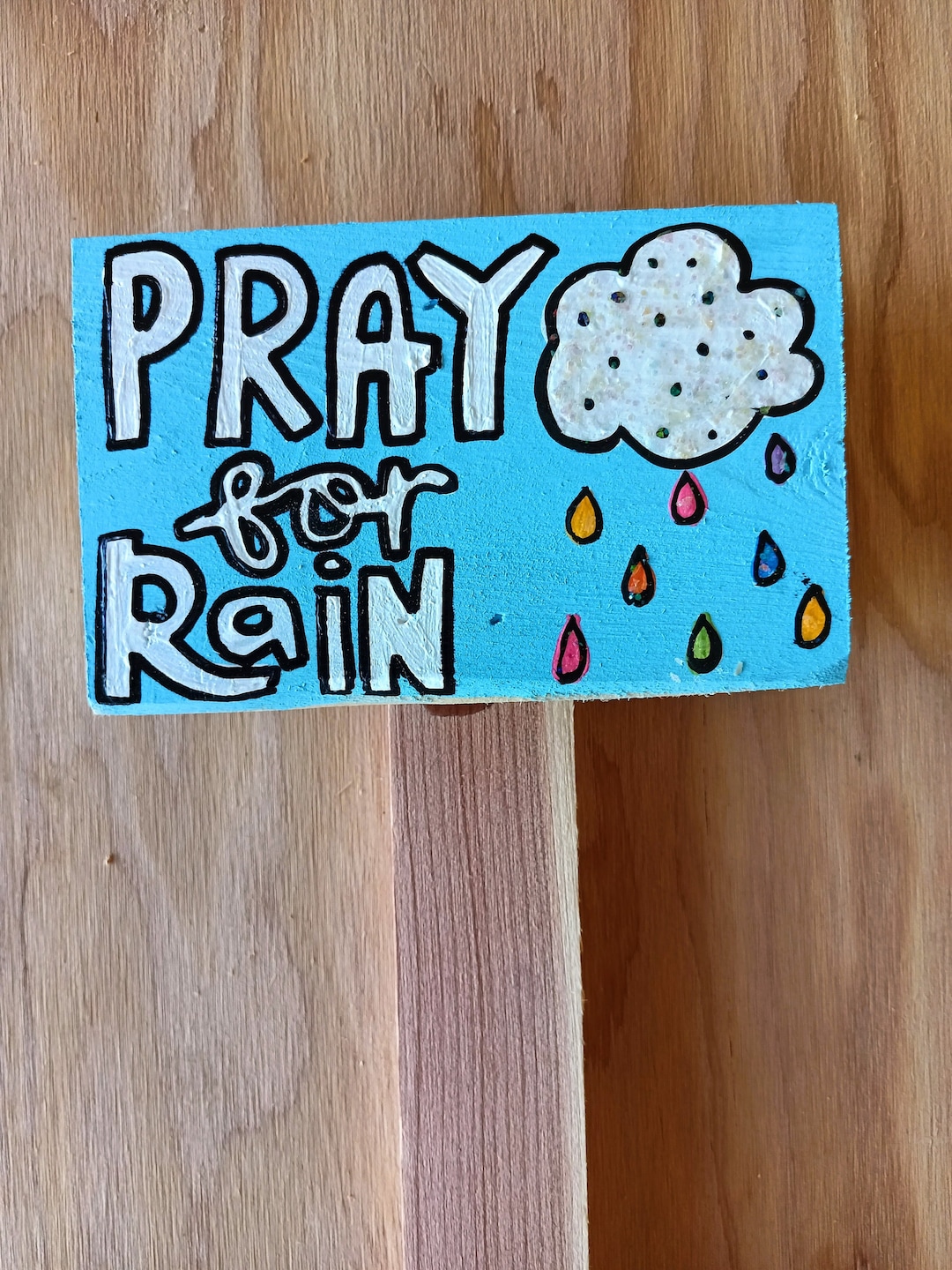 Pray for Rain Garden Sign Cloud Wood Sign Gardening Gift - Etsy