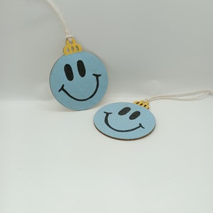Retro Happy Face Christmas Ornament, Smiley, 70s Aesthetic Wood Glitter ...