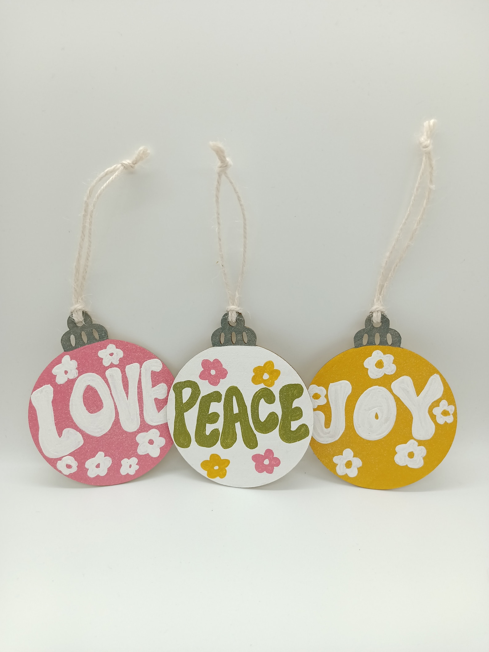 Groovy Retro Christmas Ornament Set Love Joy Peace 70's - Etsy