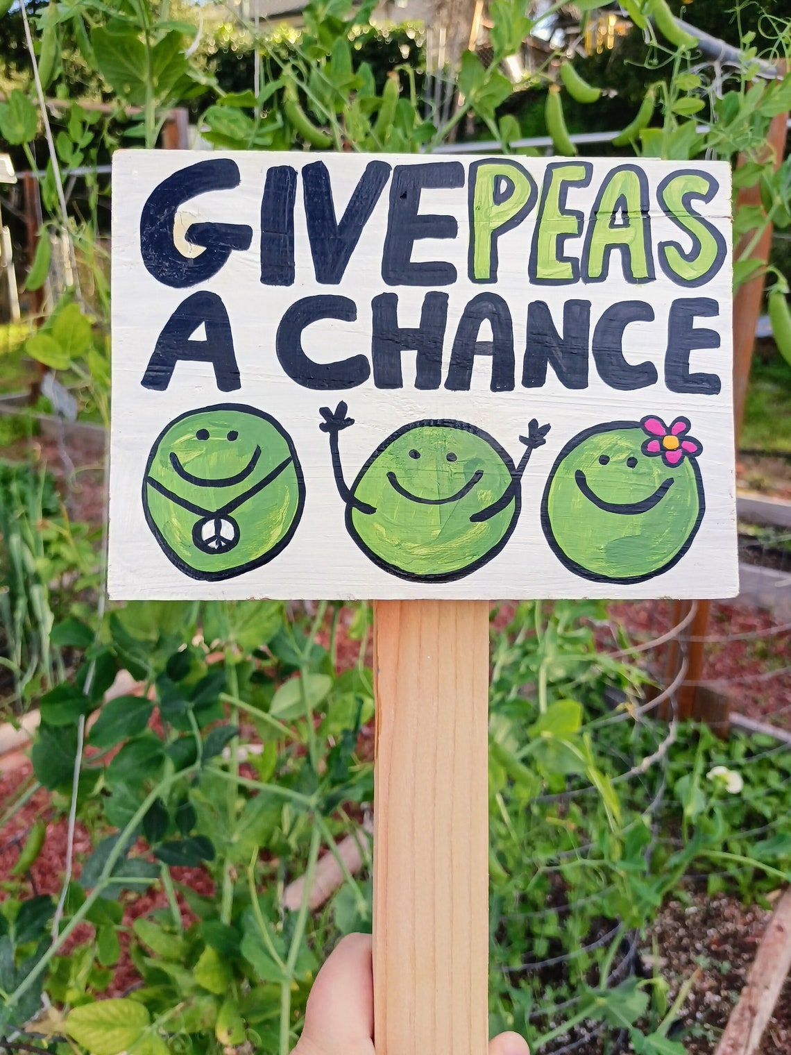 Hand Painted Pea Garden Sign - Funny Hippie Farm Decor - Etsy