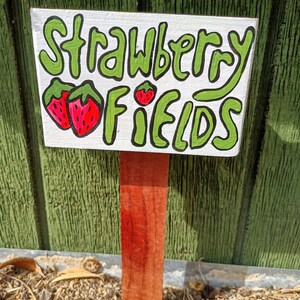 Strawberry Fields Wood Garden Sign, Gardening Decor, Strawberry Plant ...