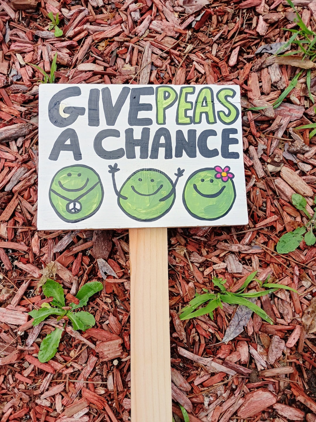 Pea Garden Sign Funny Vegetable Stake Gardener Gift Farm Decor Rustic ...