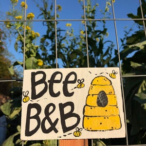 Bee B & B Garden Sign, Save the Bees Wooden Sign, Bee Sign, Honeybee ...