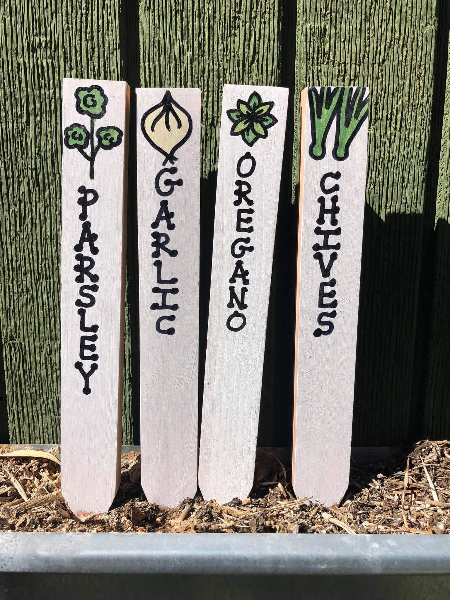 Hand Painted Wood Garden Stakes, Plant Markers, Gardener Gift - Etsy