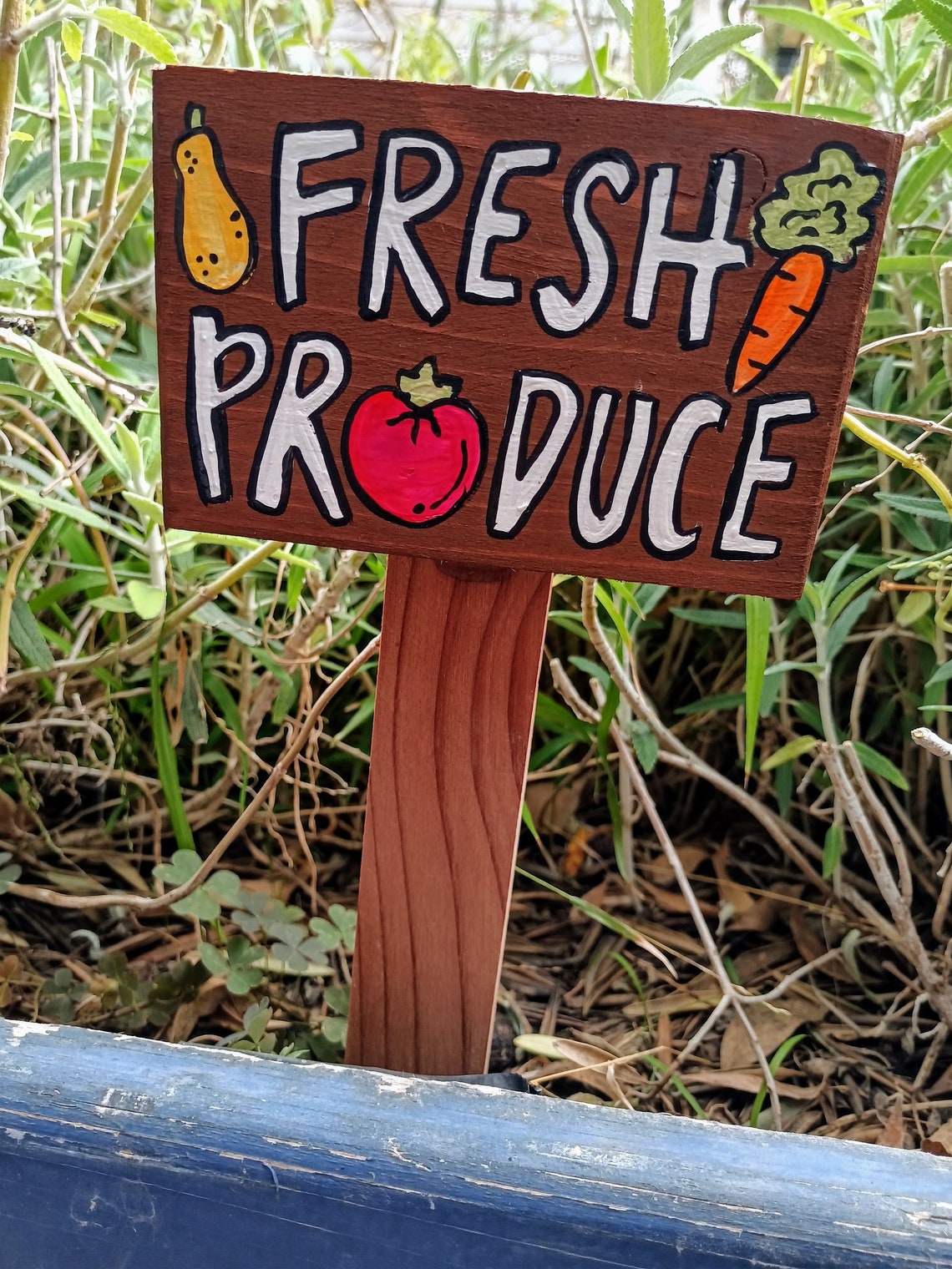 Fresh Produce Vegetable Garden Sign Wood Garden Stake | Etsy