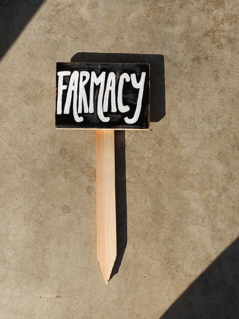 Farmacy Garden Sign Vegetable Stake Gardener Gift Farmer Decor Rustic ...