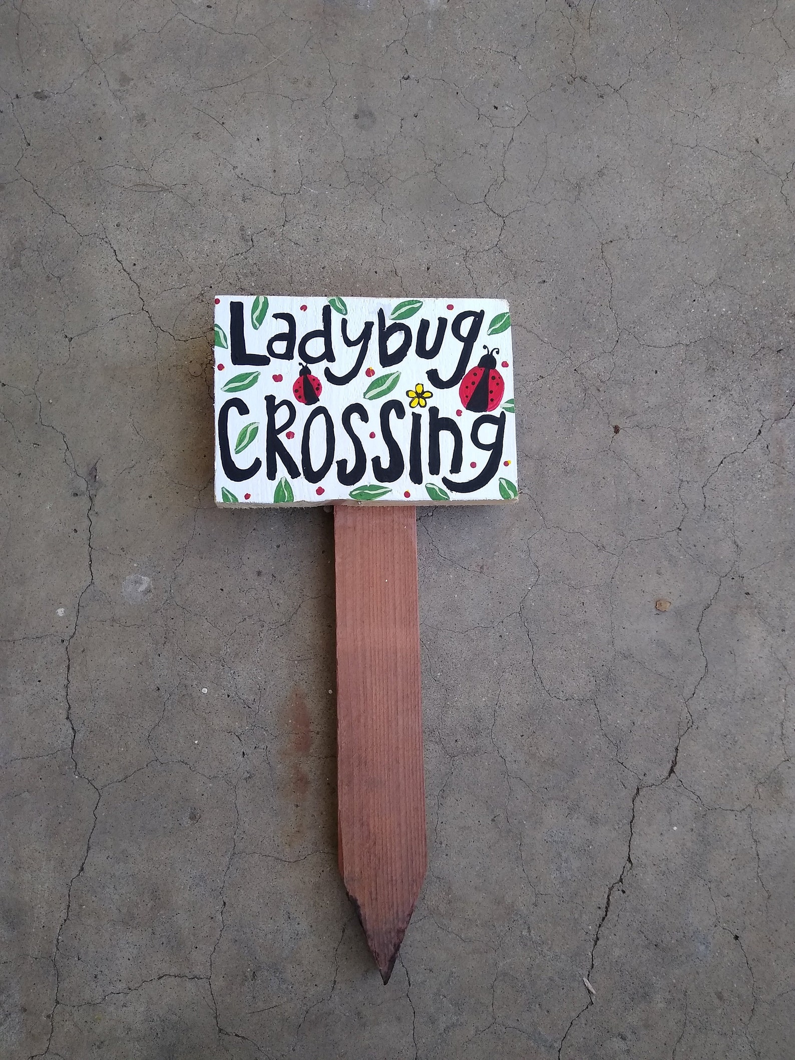 Garden Ladybug Sign Ladybug Crossing Wooden Signrustic | Etsy