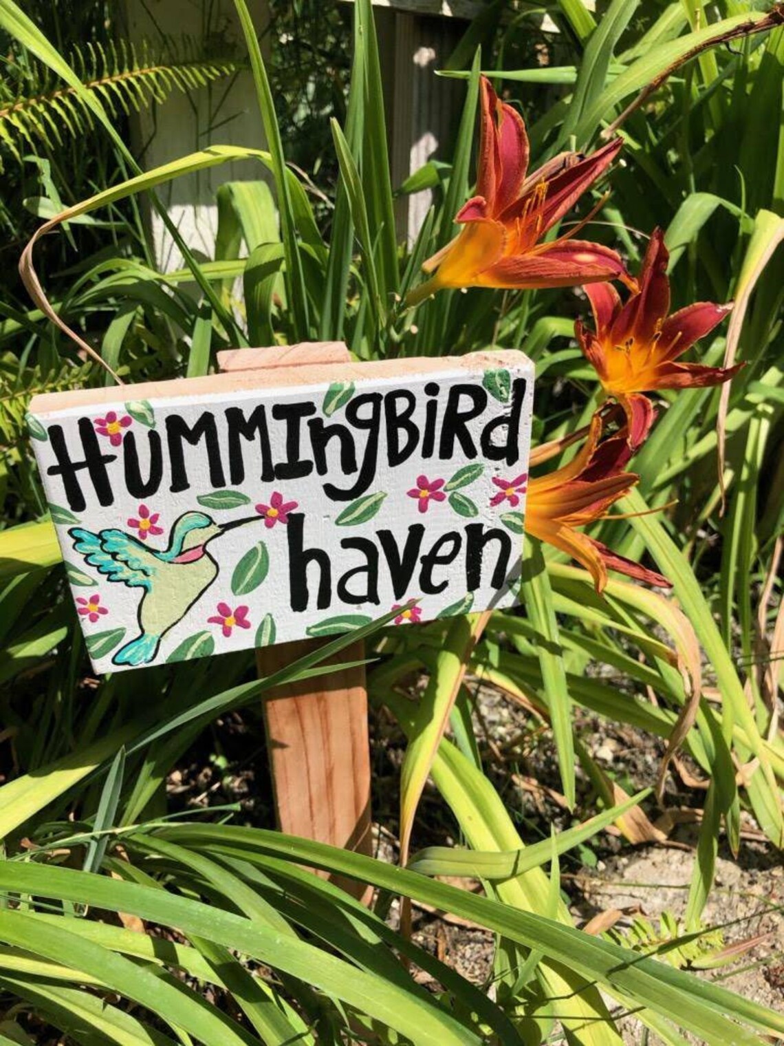 Hummingbird Haven Sign, Hummingbird Wooden Sign, Flower Garden Sign ...