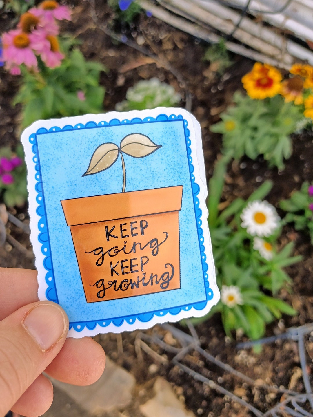 Keep Going Keep Growing Sticker, Die Cut Plant Sticker, Inspirational ...