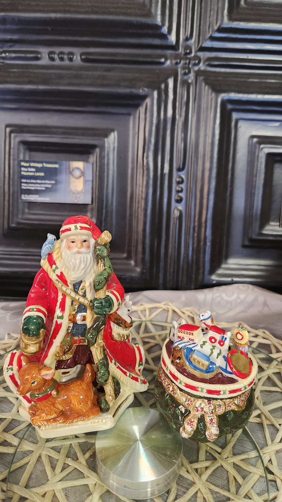 Vintage "woodland Holly Santa" Salt and Pepper Shaker by Studio Nova - Etsy