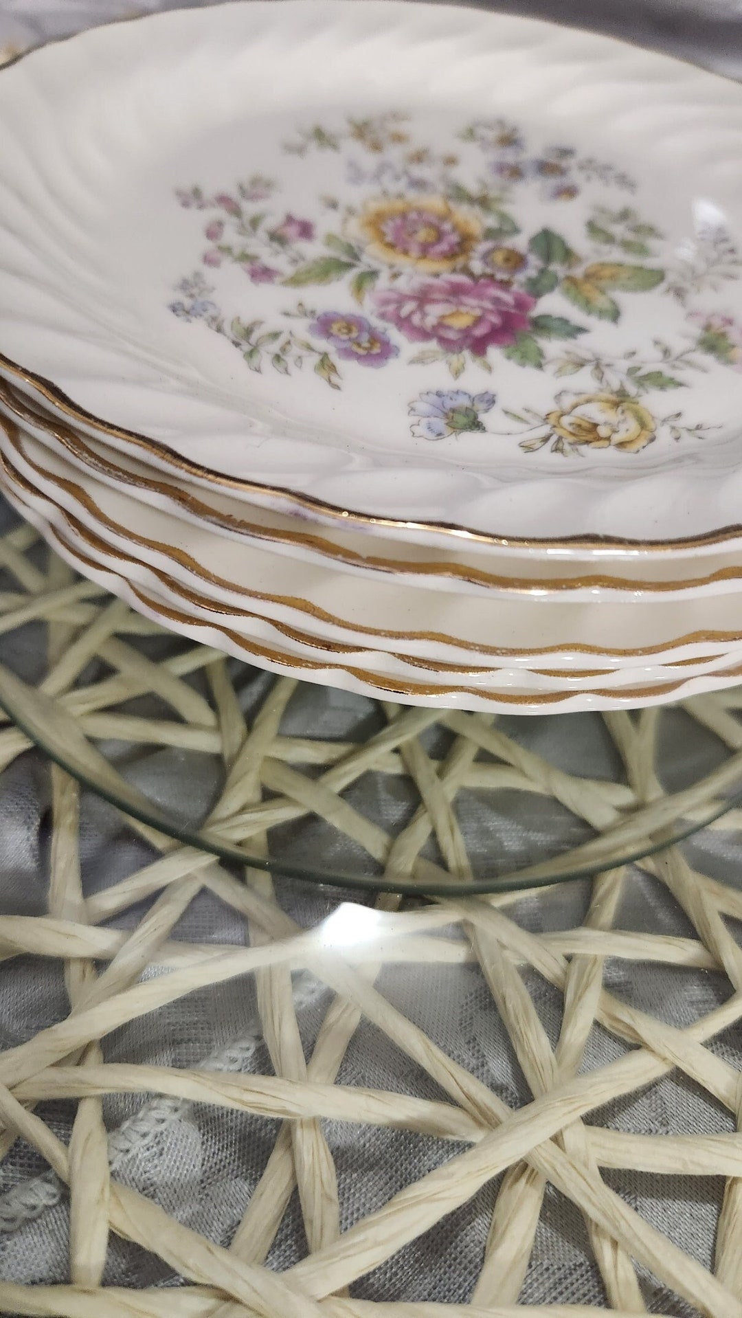 Vintage Royal China Princess Dinnerware, 22kt Gold Trim, Floral Design ...