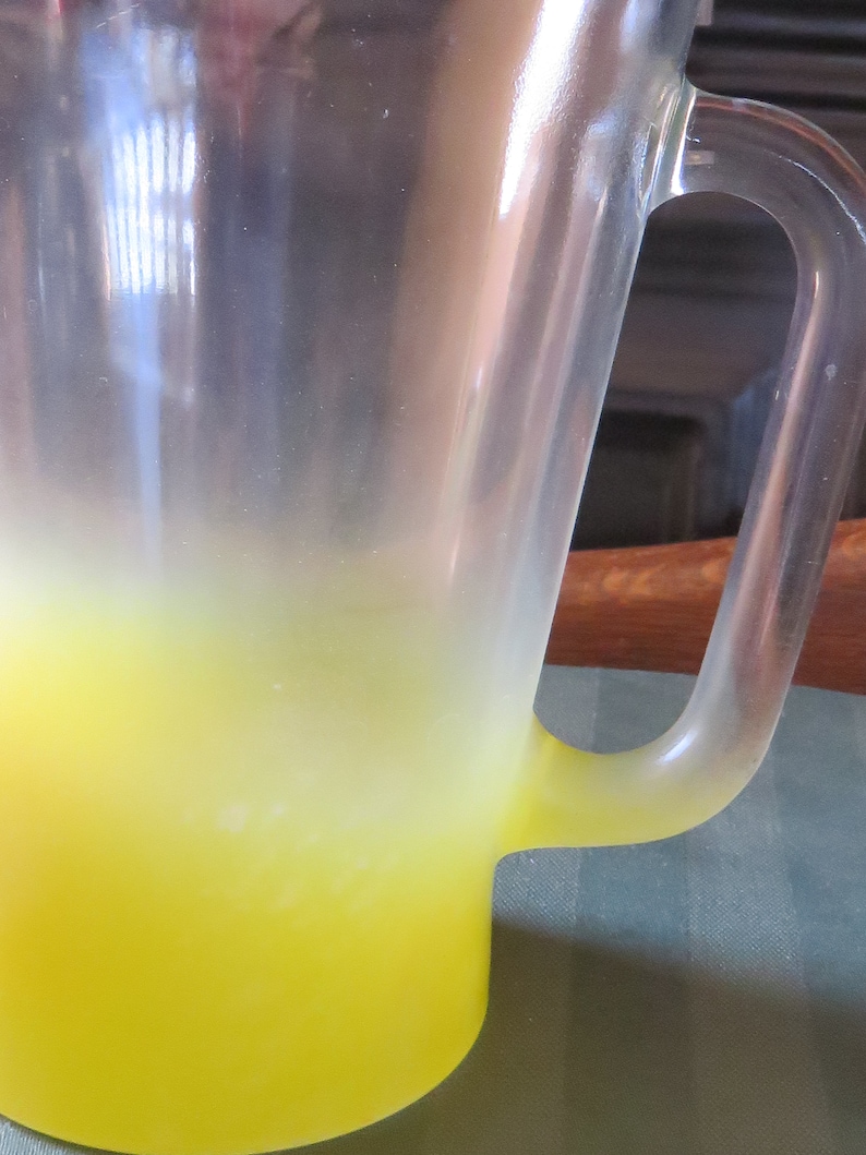Mid Century Clear and Frosted Yellow Glass Pitcher - Etsy UK