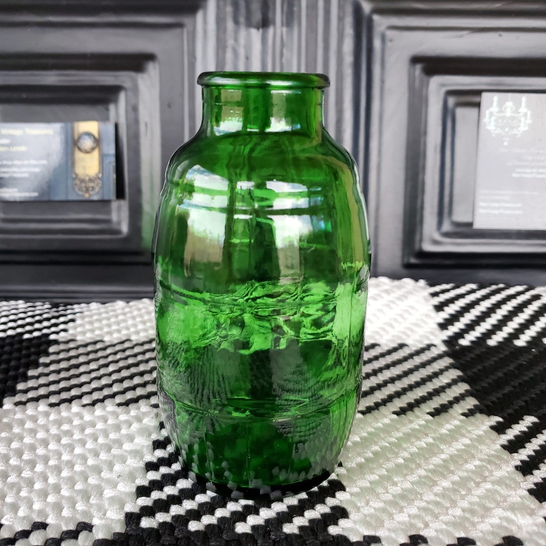 Vintage Green Glass Barrel - Etsy