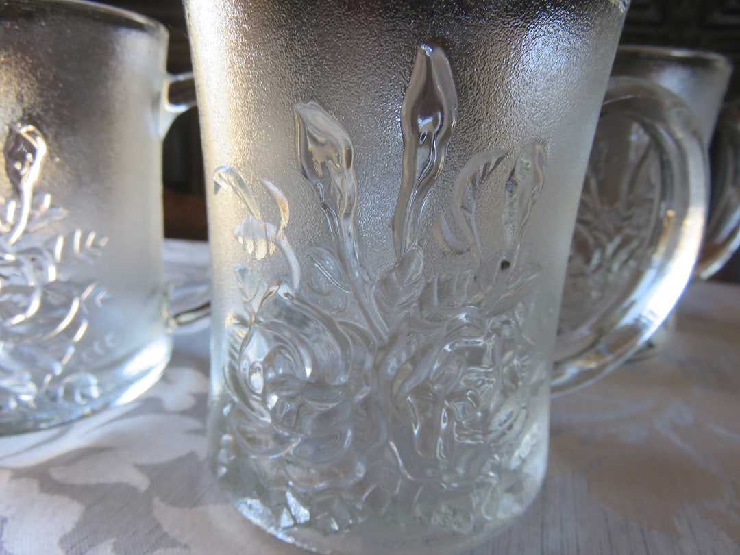 Vintage Clear Stippled/textured Glass With Embossed Roses "livia ...