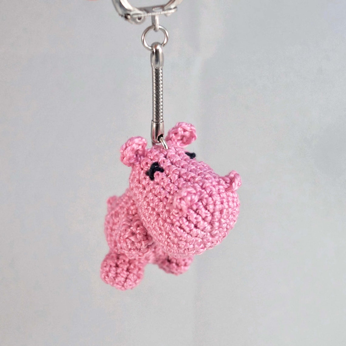Hippo Keychain Bag Charm Keyring Crocheted Size Mini - Etsy
