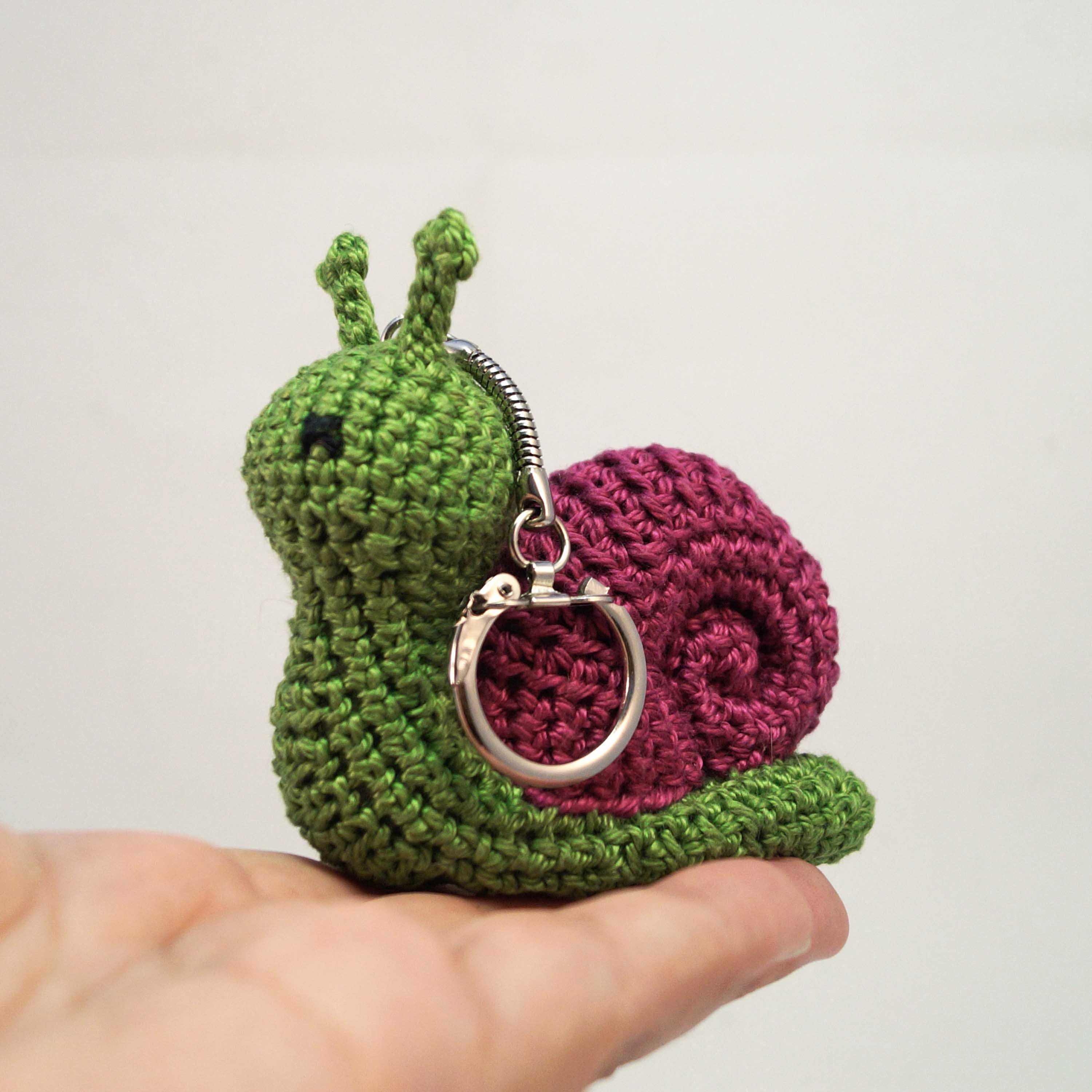 Small Crocheted Snail Keychain/bag Charm/keyring - Etsy UK