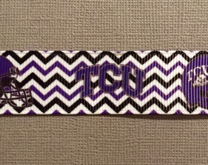 TCU Logos on 7/8" Purple Chevron-design Grosgrain Craft Ribbon - 3 ...