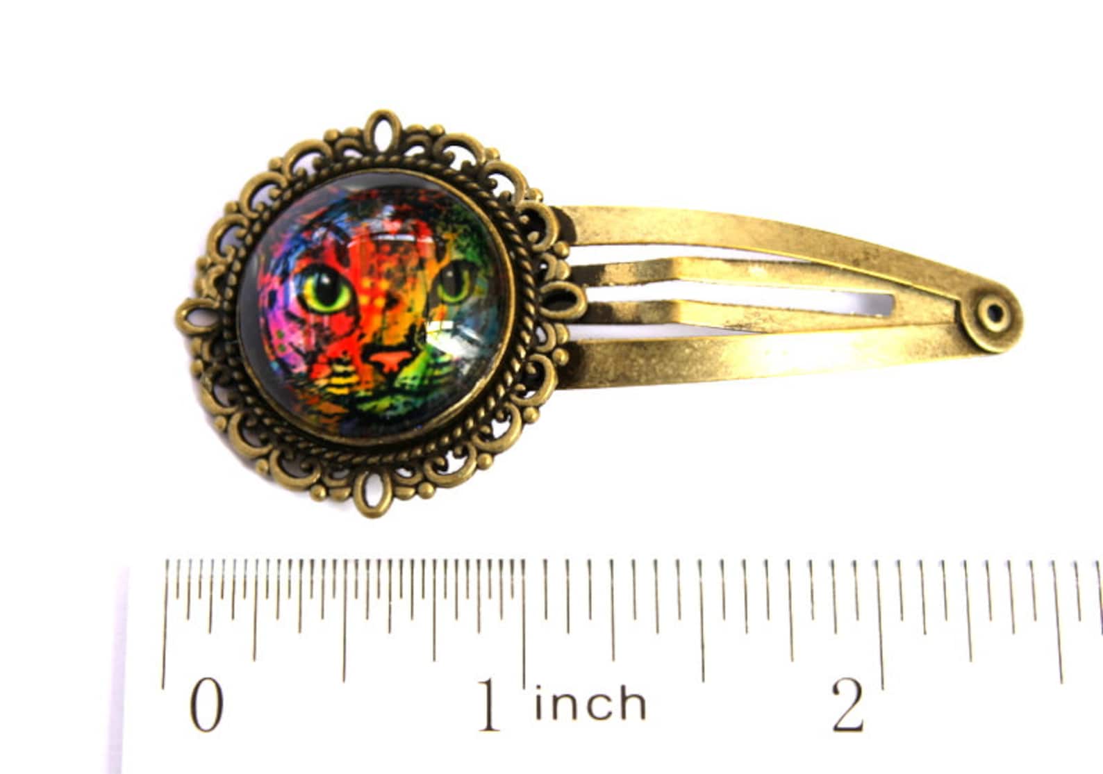 Rainbow Cat Hair Clips Set of 2 Brass Spring Snap Clips - Etsy