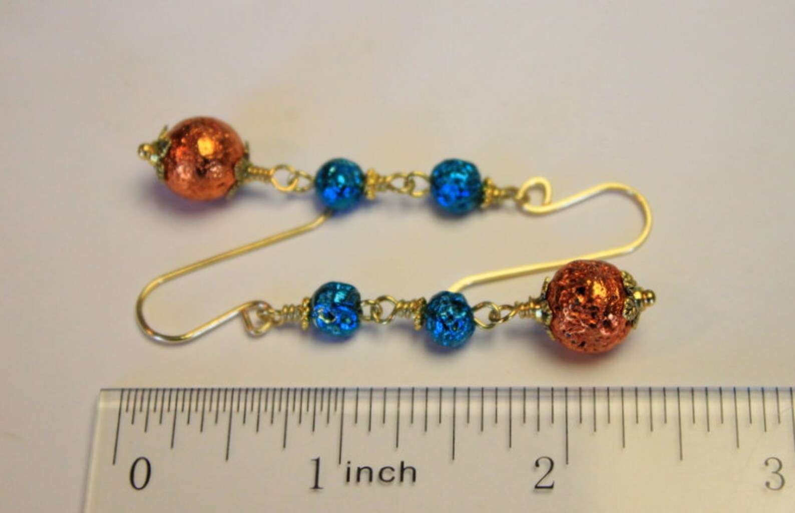Fun Cocktail Party Earring Dangles, Shiny Aqua Blue & Orange ...
