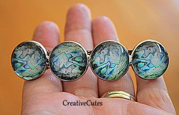 Blue Abalone Design Hair Barrette 4 Glass Abalone Shell Art - Etsy